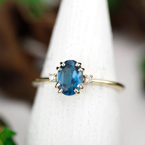 Simple Engagement Ring, London Blue Topaz Engagement Ring, Oval ...