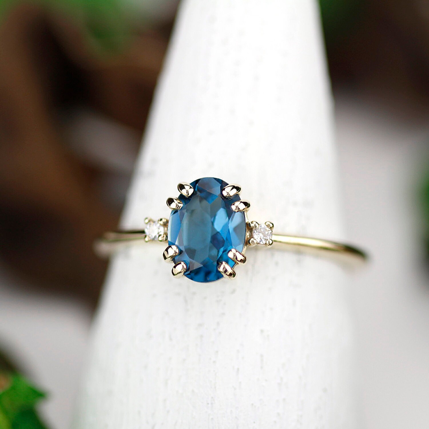 Simple engagement ring London blue topaz engagement Ring | Etsy