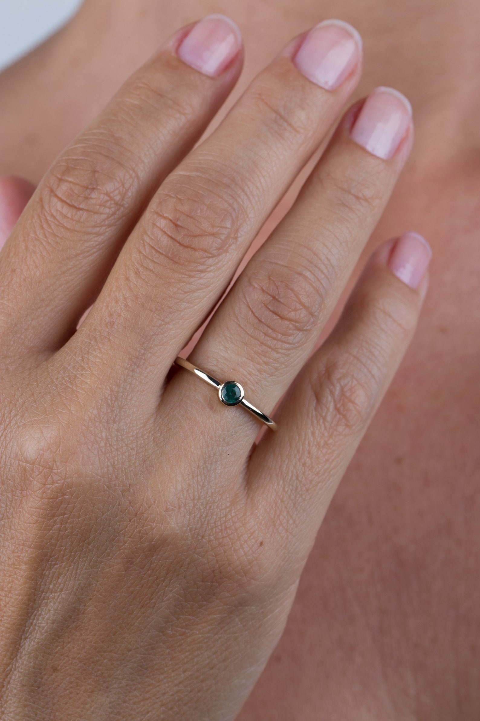 Engagement Ring Simple Engagement Ring Emerald Ring - Etsy