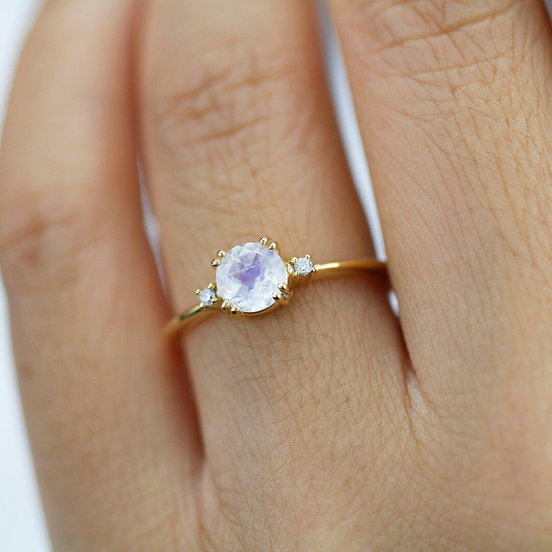 Moonstone Engagement Ring, Simple Engagement Ring, Minimalist ...