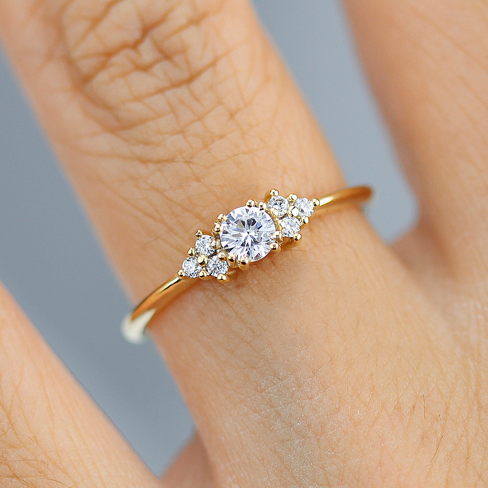 Diamond engagement ring unique engagement ring white diamond | Etsy