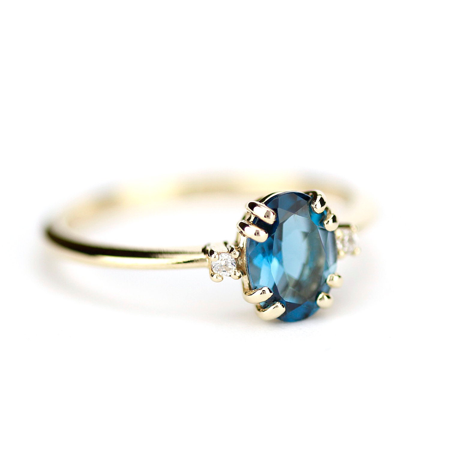 Simple engagement ring London blue topaz engagement Ring | Etsy