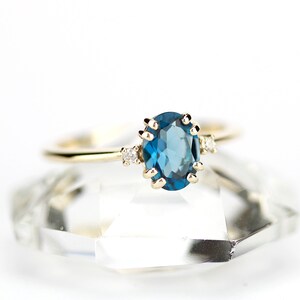 Simple Engagement Ring, London Blue Topaz Engagement Ring, Oval ...