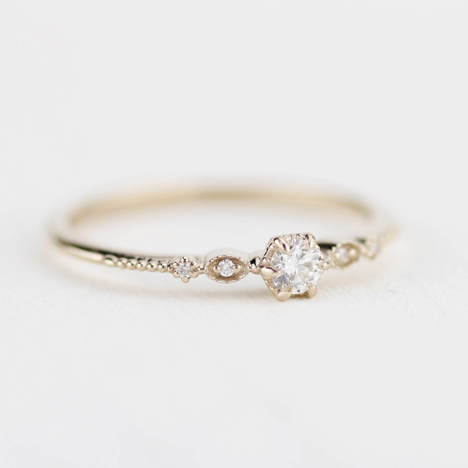Simple Diamond Engagement Ring Delicate Engagement Ring - Etsy