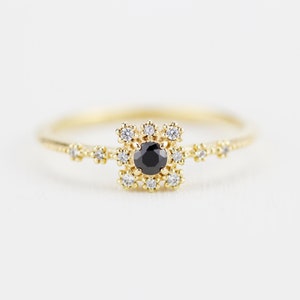 Simple Engagement Ring With Square Halo, Square Ring Engagement Simple ...