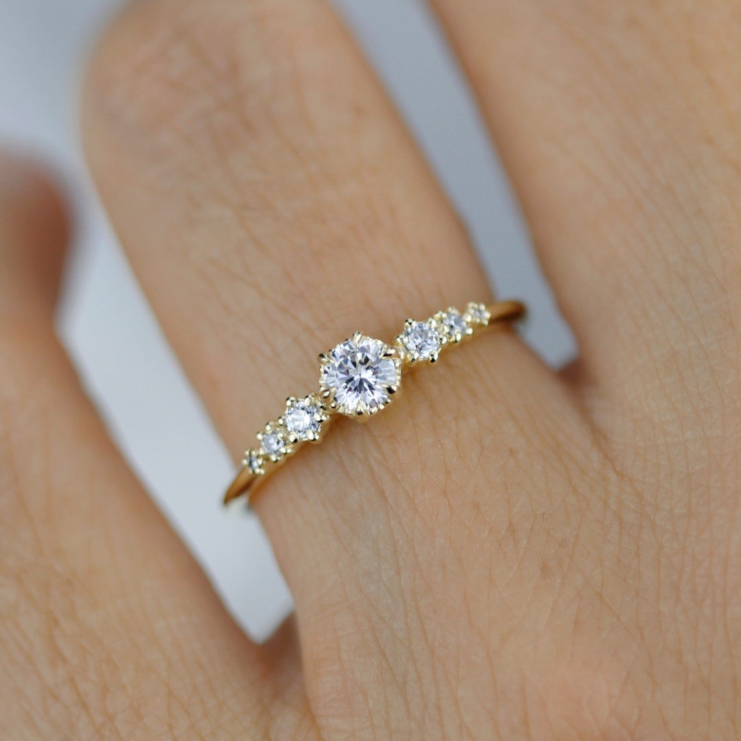 Simple Diamond Ring, Diamond Engagement Ring Gold, 6 Prong Diamond Ring ...
