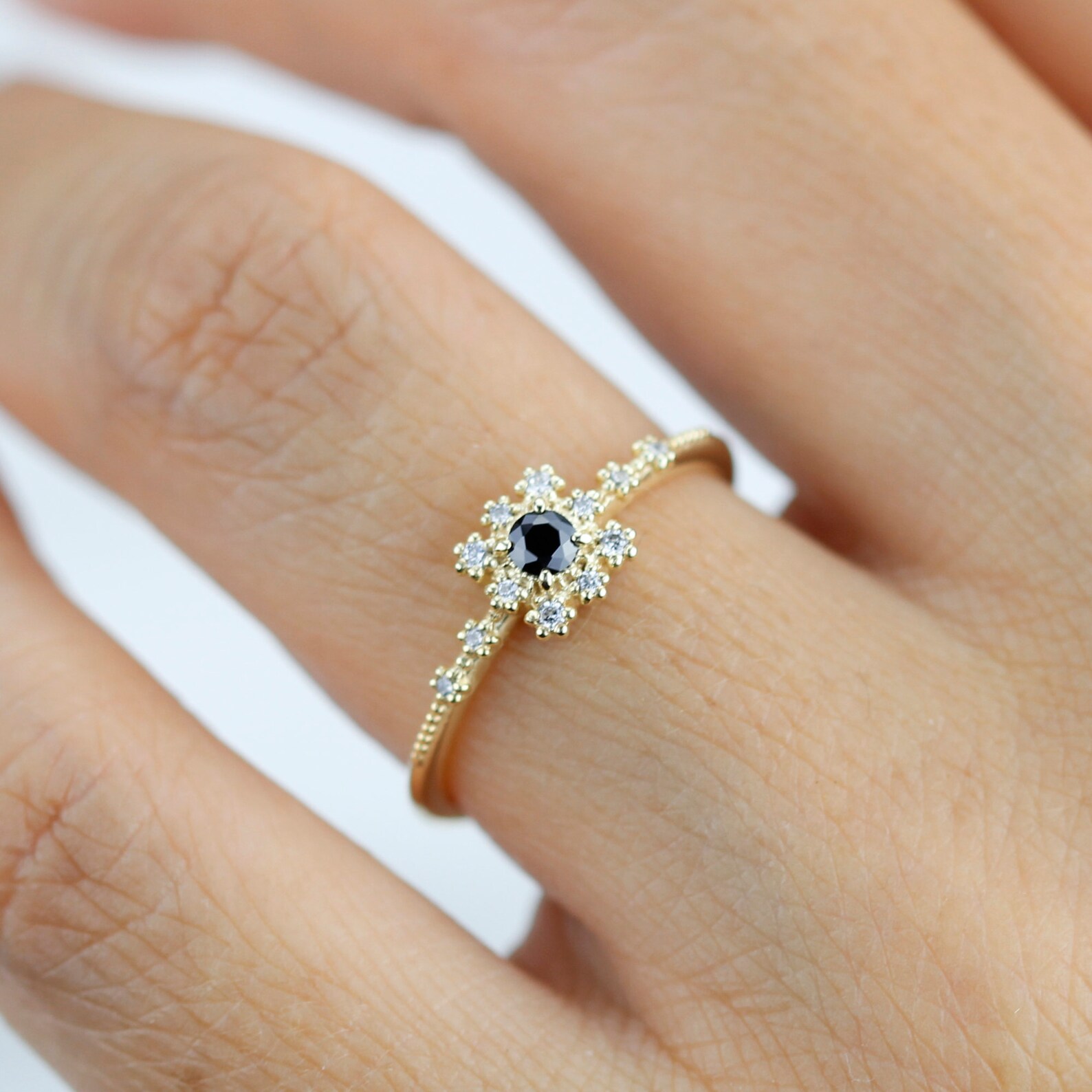 Simple Engagement Ring With Square Halo Square Ring - Etsy