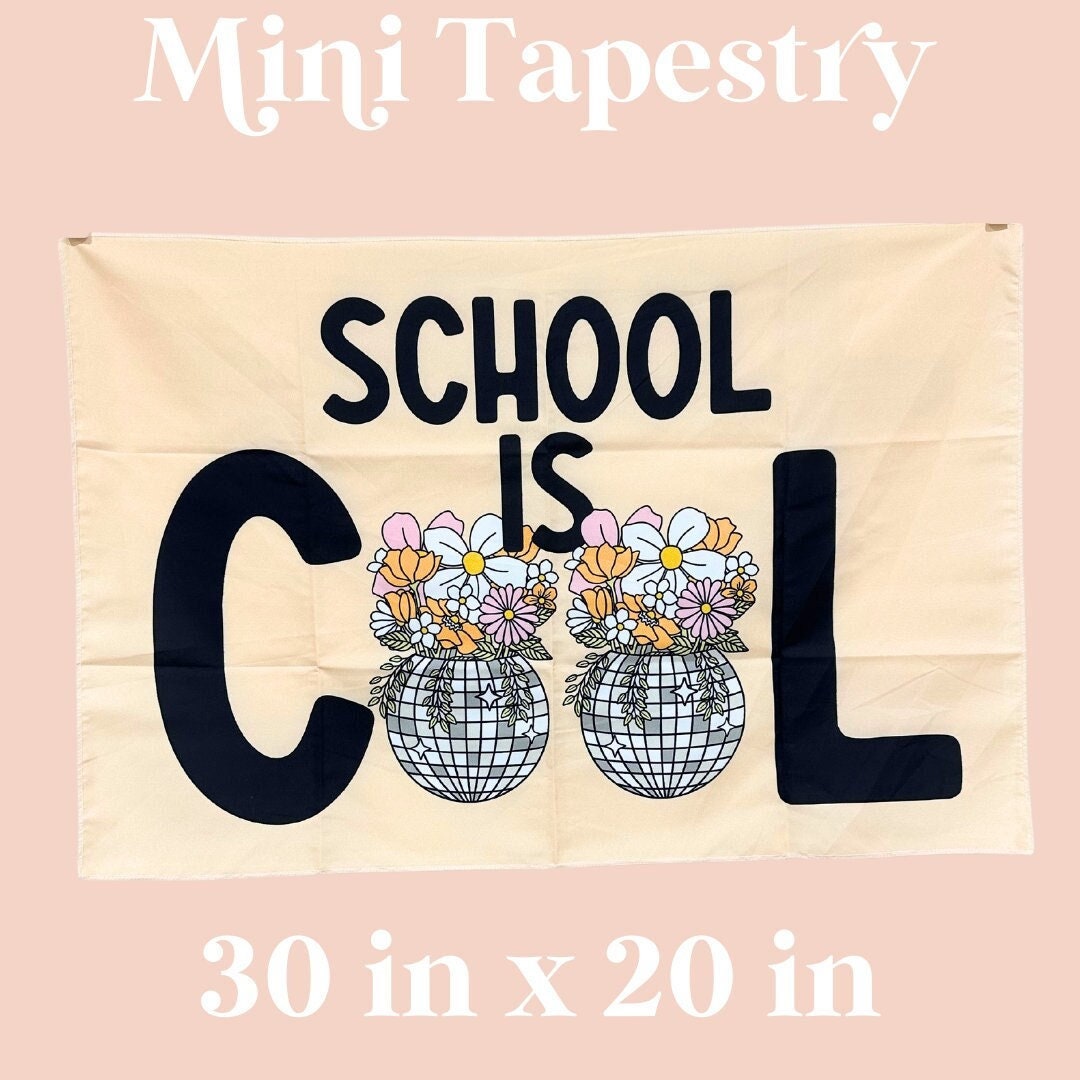 MINI School is Cool Tapestry, Teacher Gift, Classroom Decor, Library ...
