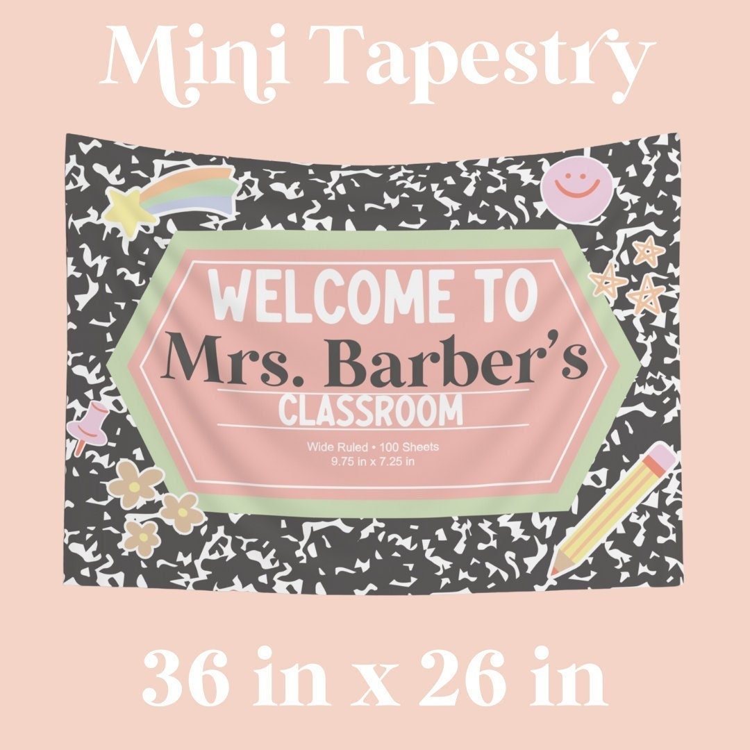 Welcome Classroom Tapestry, Composition Notebook Classroom Decor ...