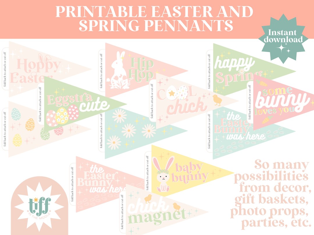 Easter Pennant Flags • Easter Decor • Easter Printable • Instant ...