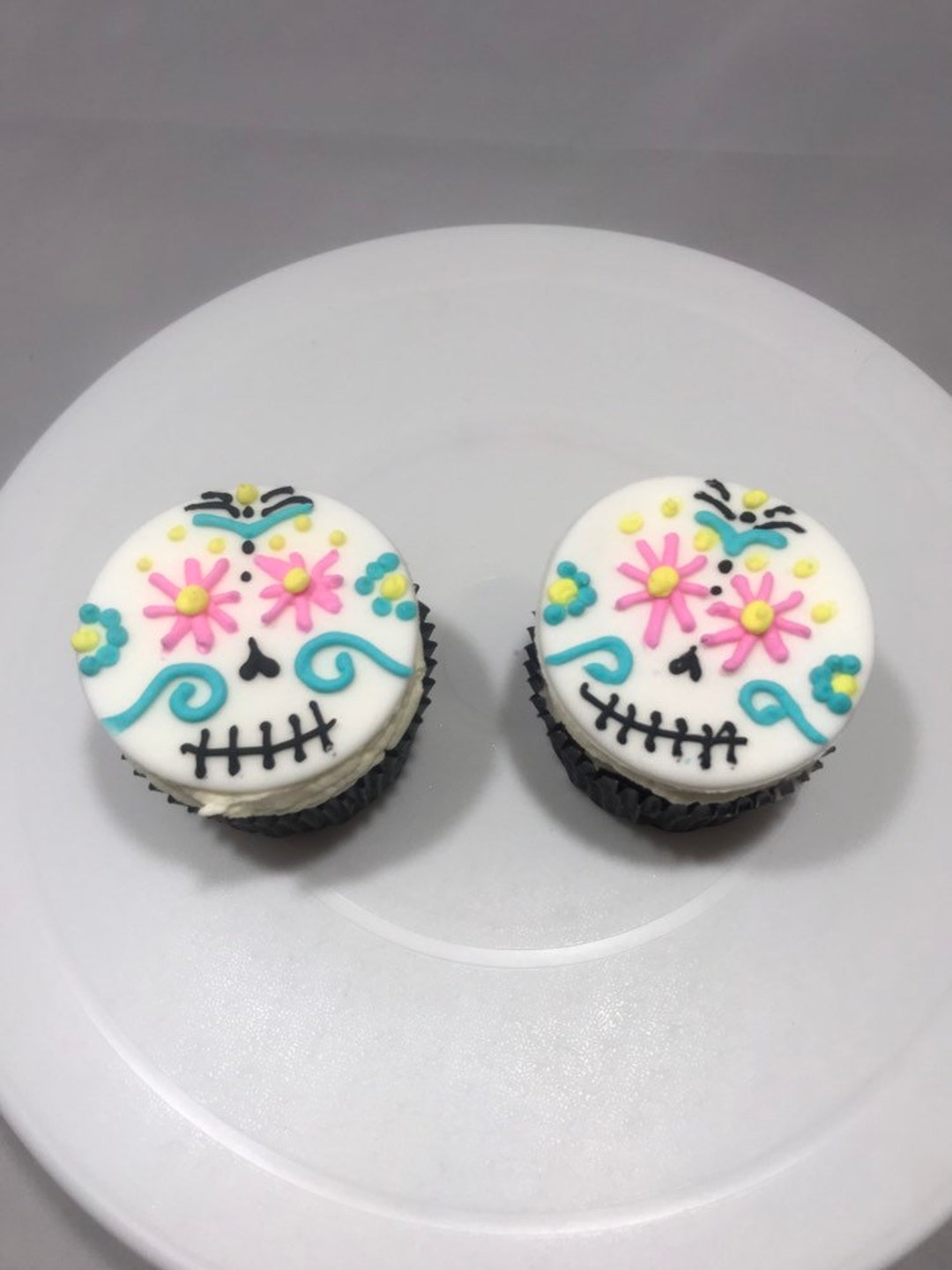 Edible Day of the Dead Cupcake Toppers 12 Fondant - Etsy