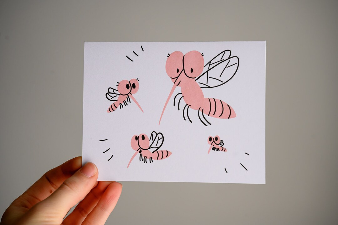 Blank Greeting Card // Mosquitoes // Insects // Original Art - Etsy