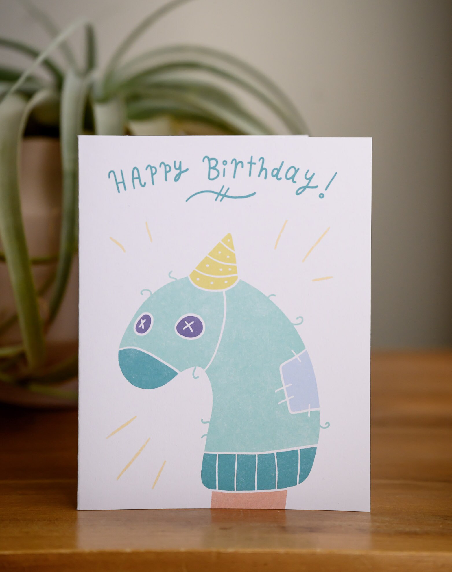 Happy Birthday Card // Sock Puppet // Blank Card // Original Art - Etsy