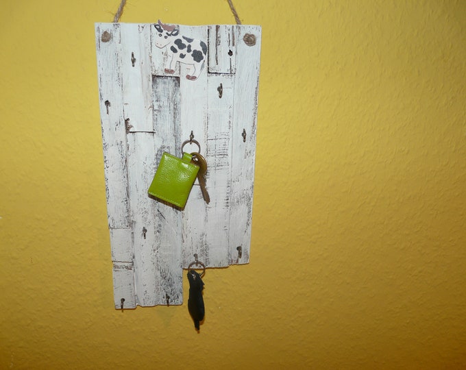 Reclaimed Wood Natural Wood Key Rack Wall Decoration Shabby Chic Style ...