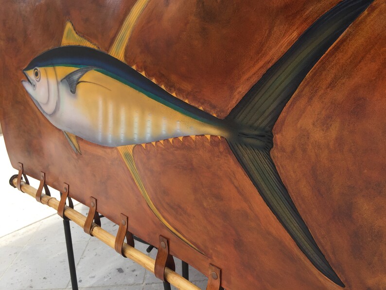 Yellowfin Tuna Leather Art Hand-tooled Painted Leather Wall Art Home ...