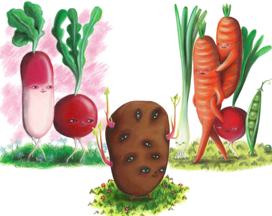 Veggie Gang Art Reproductions, Original 5x7 Art Prints, 3 Print Bundle ...
