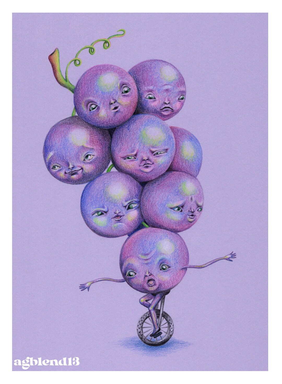 Grape Jelly Prelude, 5x7 Art Print, Purple Home Decor, Lowbrow Pop ...