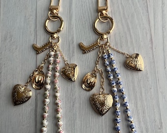 Heart Locket Charm Keychain - Etsy