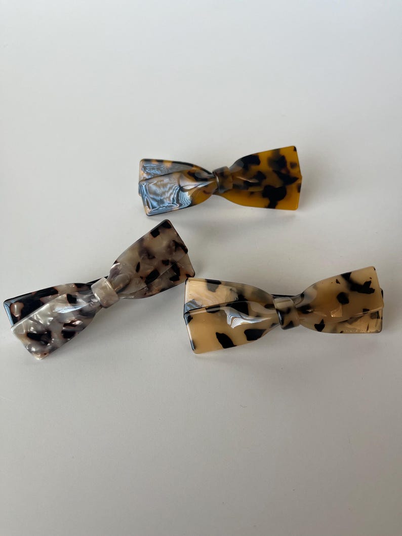 Tortoise Acetate Bow Barrette - Etsy