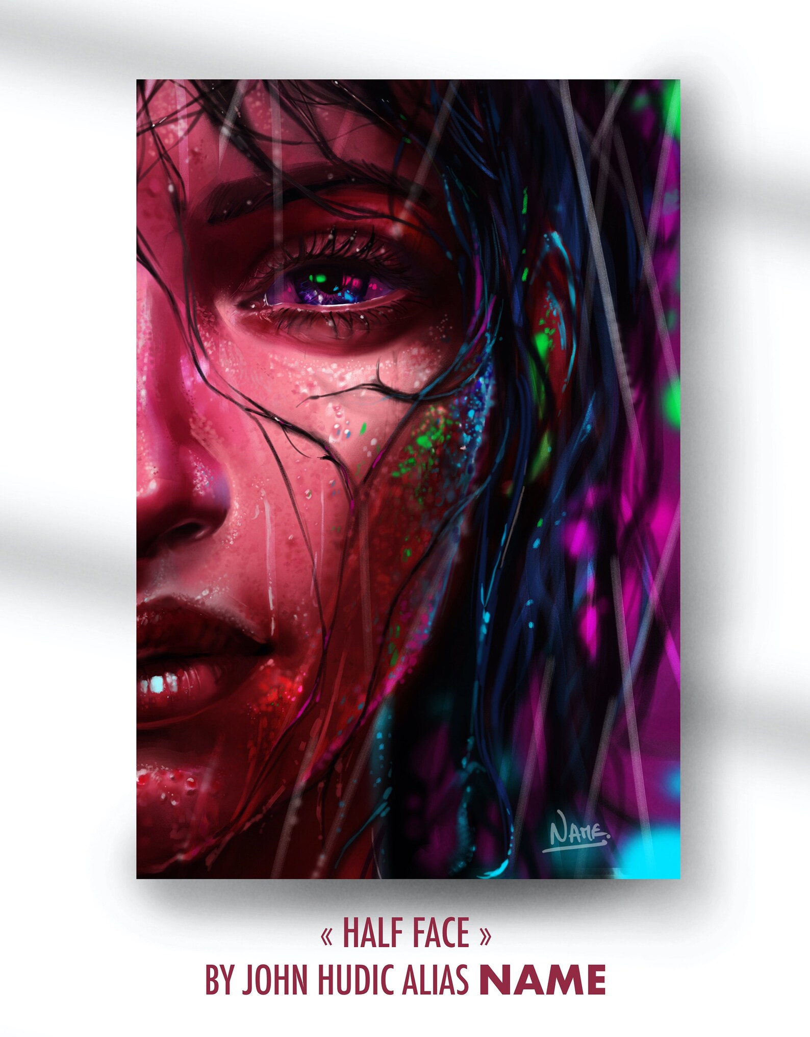 Half Face High Quality Digital Painting Ultra HD Photo & Acrylic Glass ...