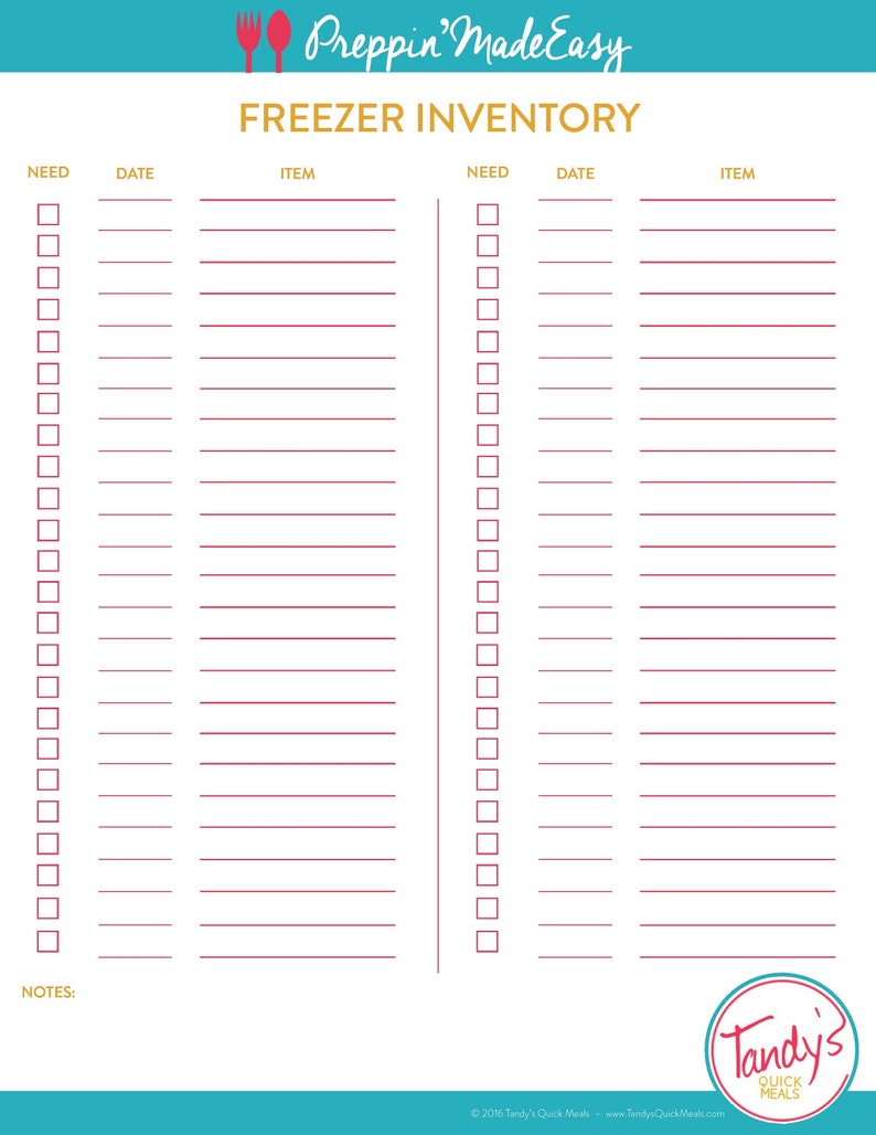 Freezer Inventory System Printable - Etsy
