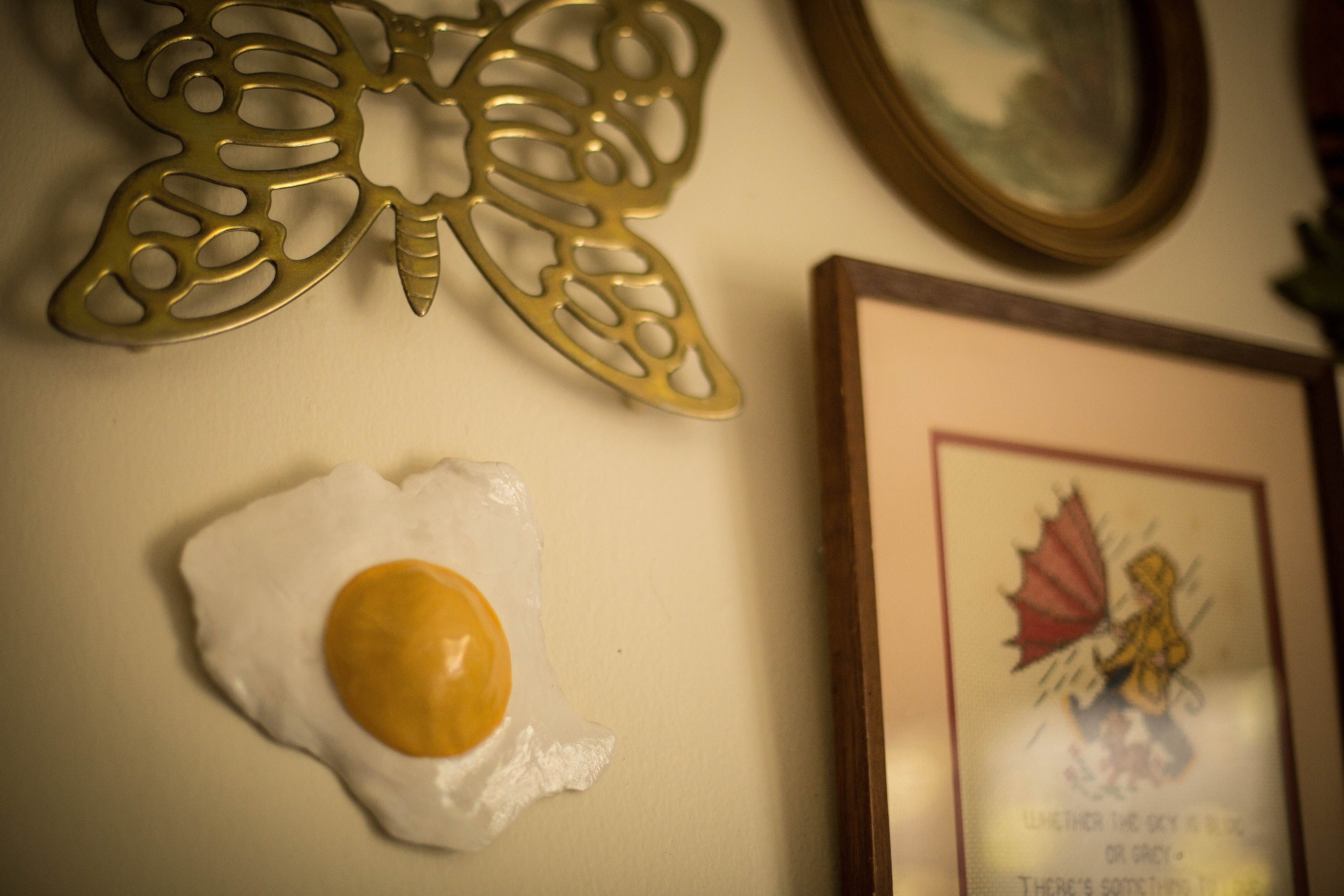 Handmade Ceramic Fried Egg Wall Art, Eclectic Wall Art, Fake Food Decor ...