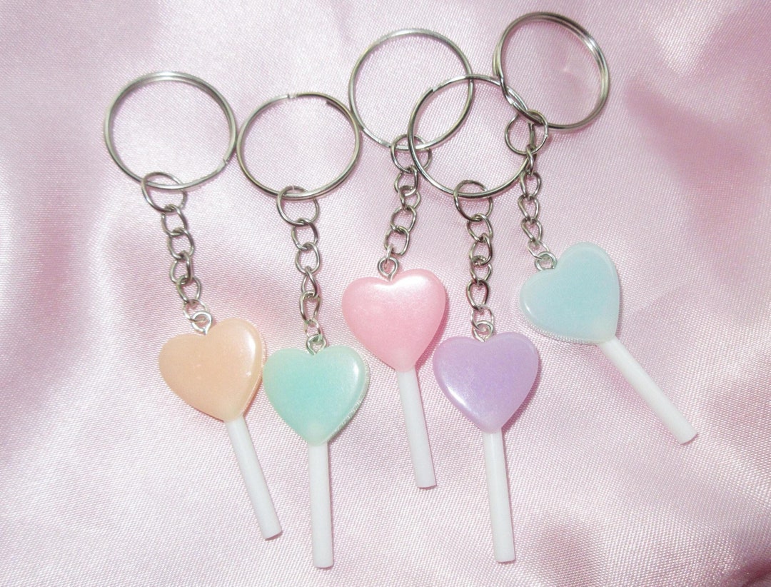 Pastel Heart Lollipop Keychain | Soft Girl Aesthetic | Kawaii Fairy Kei ...