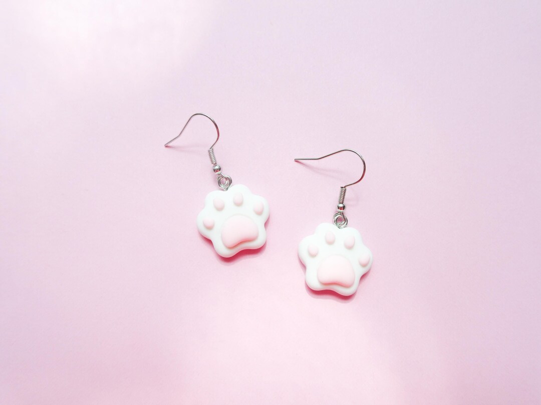 Cat Paw Earrings | Soft Girl Kawaiicore Paw Print Earrings | Pastel ...