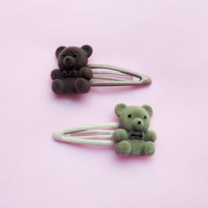 Kawaii Fuzzy Bear Hair Clip | Cutecore Biscuit Cabochon Hair Clip ...