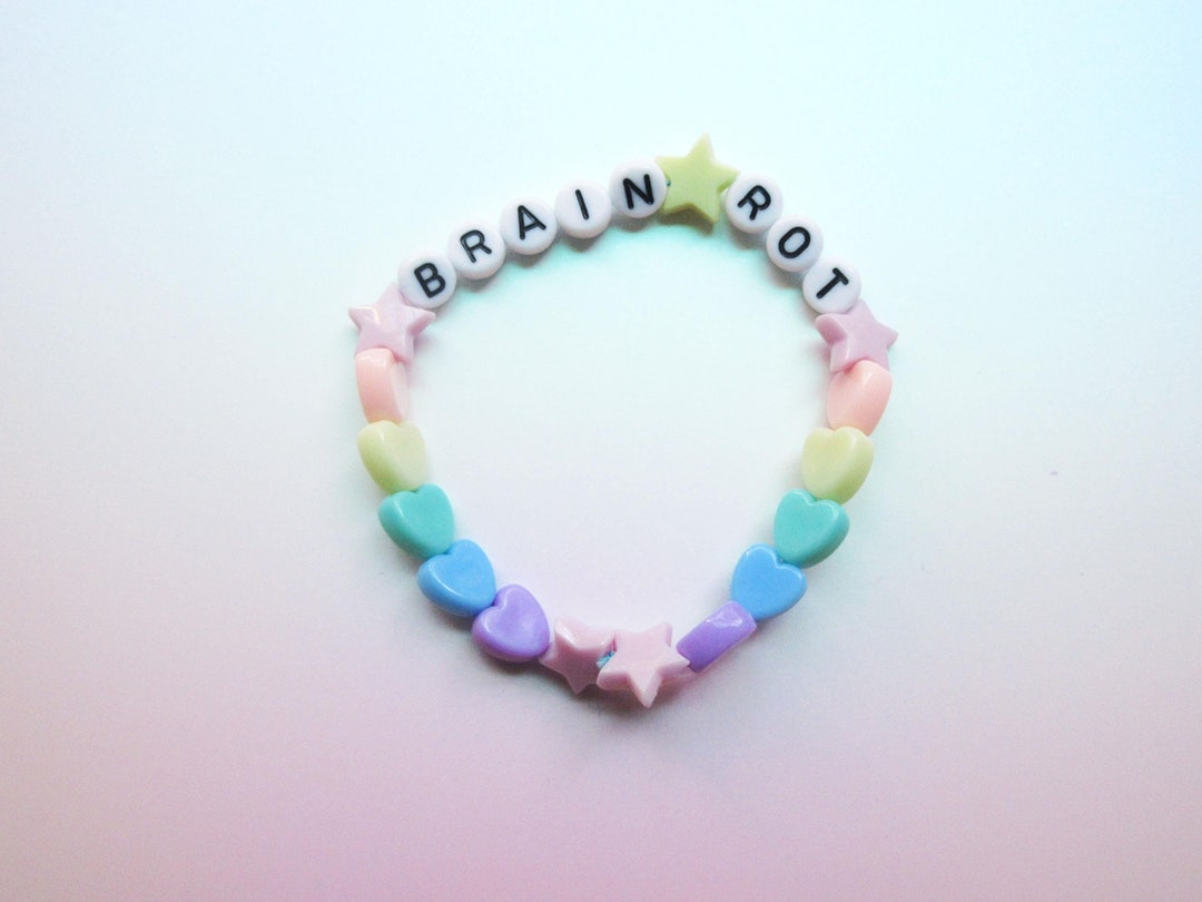 Brain Rot Bracelet | Aesthetic Y2K Pastel Rainbow Kandi Word Bracelet ...