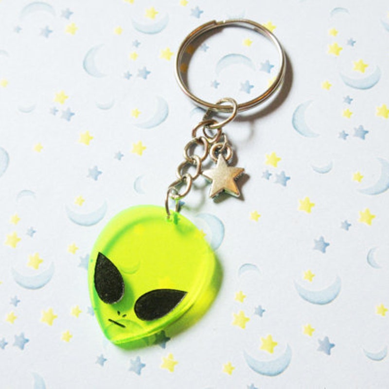 Acrylic Alien Keychain - Etsy