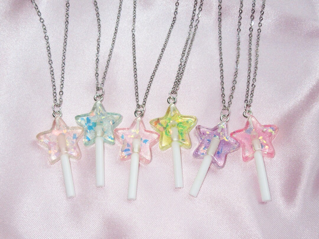 Pastel Star Lollipop Necklace | Fairy Kei Fake Candy Necklace | Party ...
