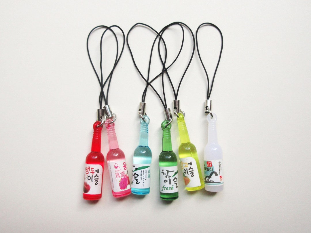 Korean Soju Phone Charm | Kawaii Korean Bottle Fruit Drink Phone Strap ...