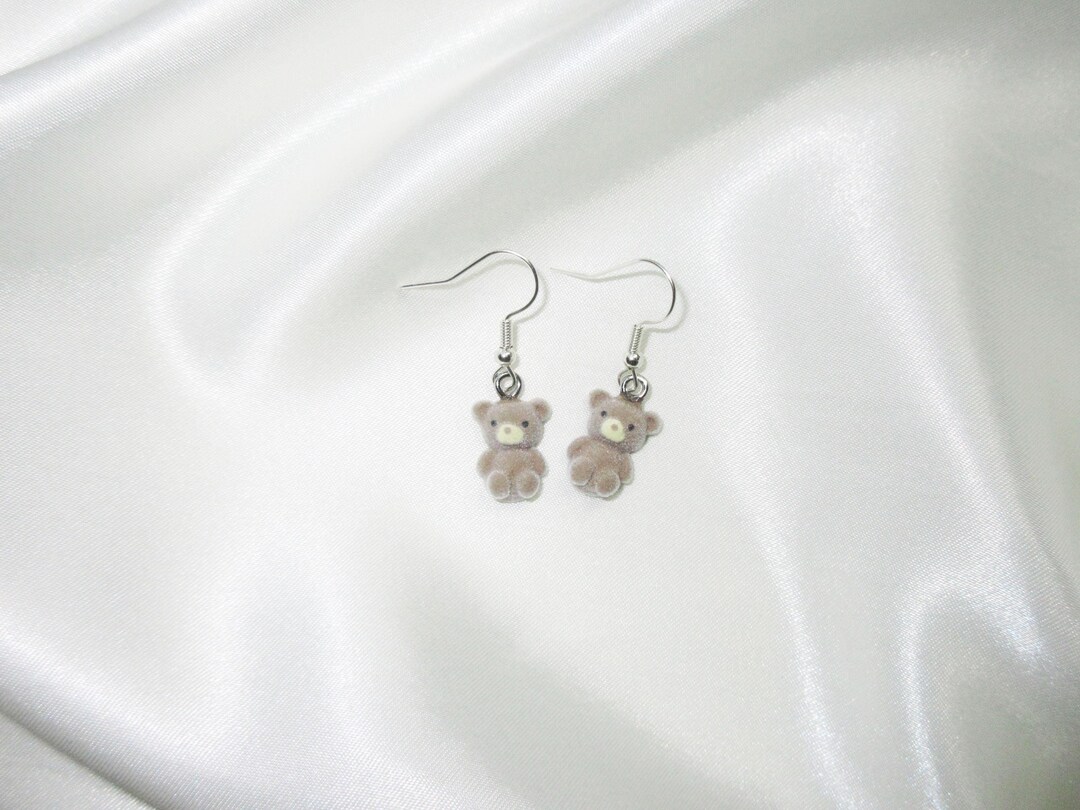 Fuzzy Teddy Bear Earrings Cutecore Little Bear Earrings Coquette 3D Bear Earrings Kawaii ...