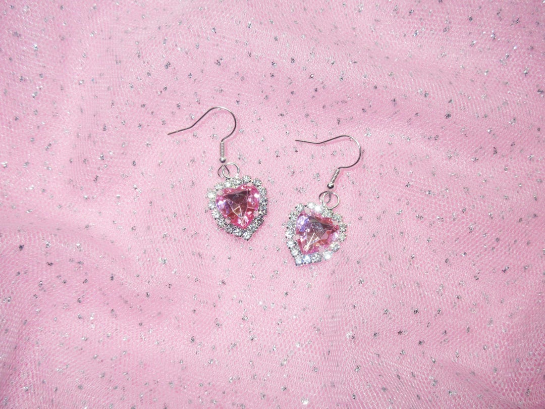 Y2K Crystal Heart Earrings | Cutecore Rhinestone Heart 90s Earrings ...