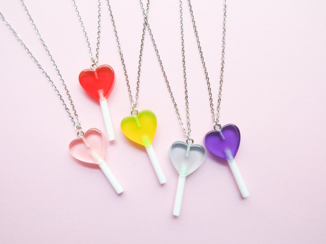 Heart Lollipop Necklace | Cutecore Lollipop Candy Necklace | Kawaiicore ...