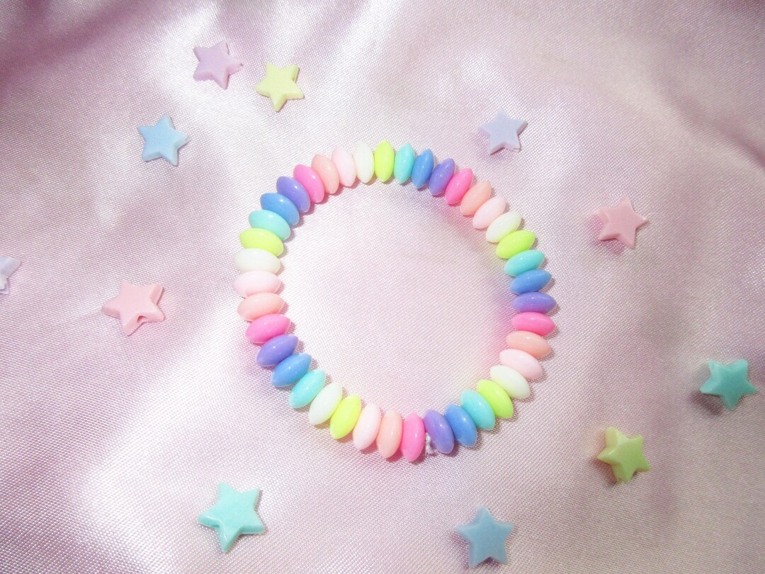 Rainbow Candy Bracelet Cutecore Pastel Fairy Kei Beaded 90s Candy ...