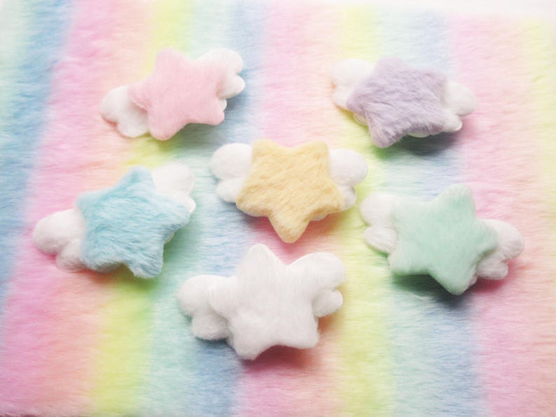 Fuzzy Star Angel Wings Hair Clip | Cutecore Furry Plush Star Hair Clip ...