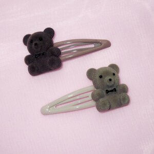 Kawaii Fuzzy Bear Hair Clip | Cutecore Biscuit Cabochon Hair Clip ...