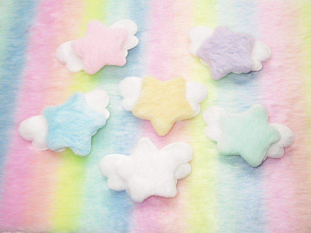 Fuzzy Star Angel Wings Hair Clip | Cutecore Furry Plush Star Hair Clip ...