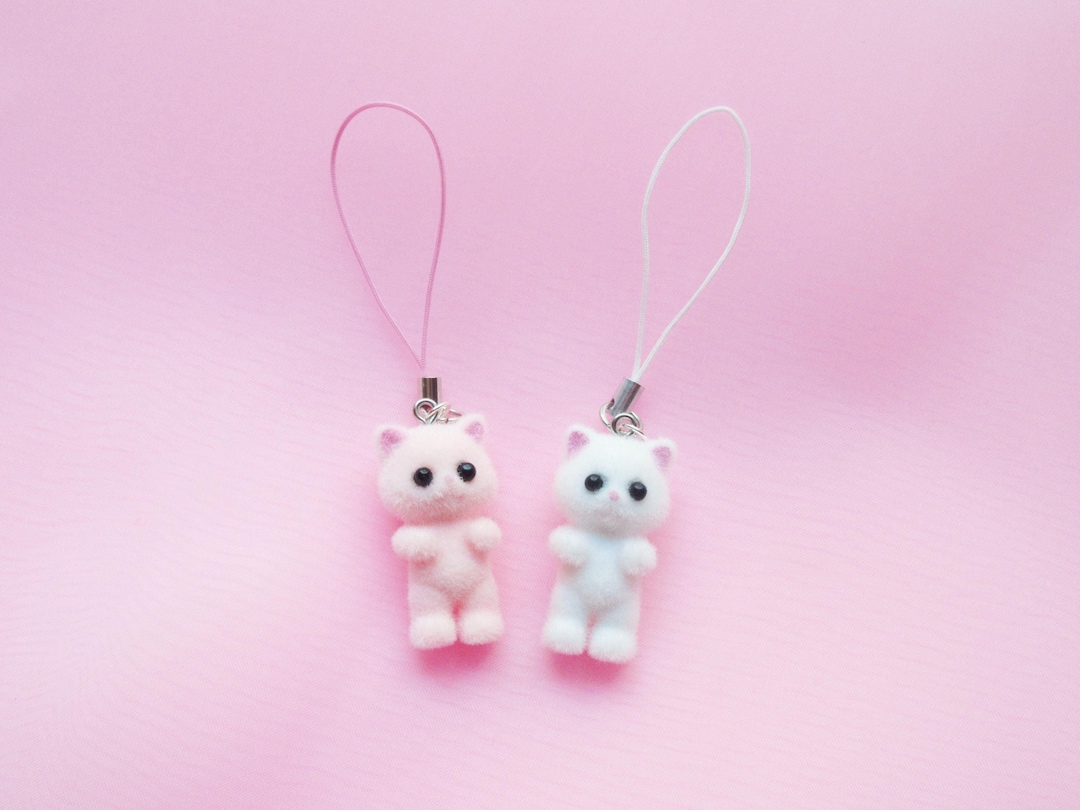 Fuzzy Cat Phone Charm | Cutecore Kawaii Aesthetic | Soft Girl Harajuku ...