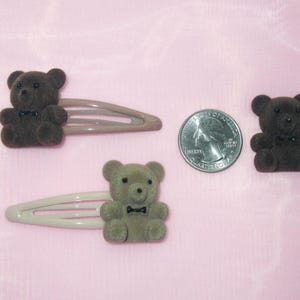 Kawaii Fuzzy Bear Hair Clip | Cutecore Biscuit Cabochon Hair Clip ...