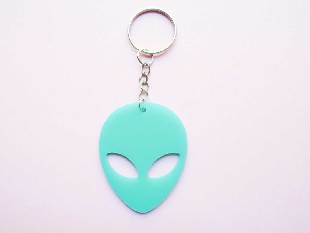Turquoise Alien Keychain, Outer Space Alien Key Chain, Acrylic 90's ...