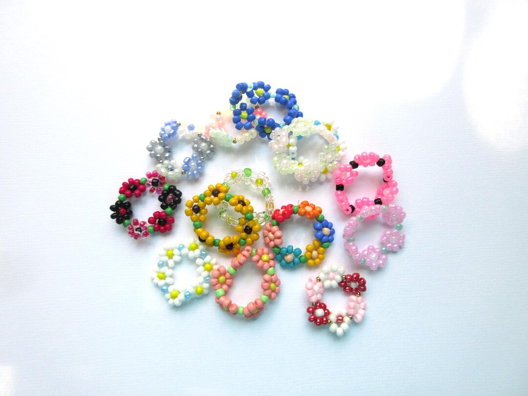 Seed Bead Flower Rings | Fairycore, Cottagecore Beaded Ring | Daisy ...