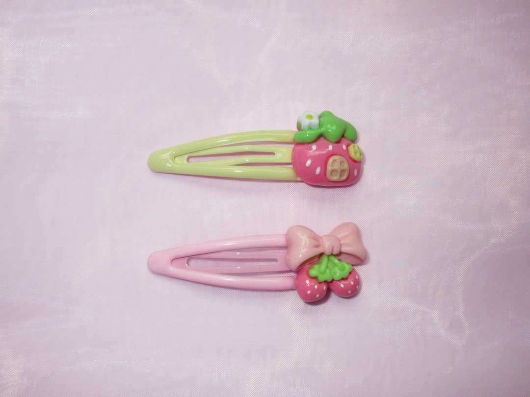 Strawberry House or Bow Hair Clip | Kawaii Cutecore Cabochon Hair Clip ...