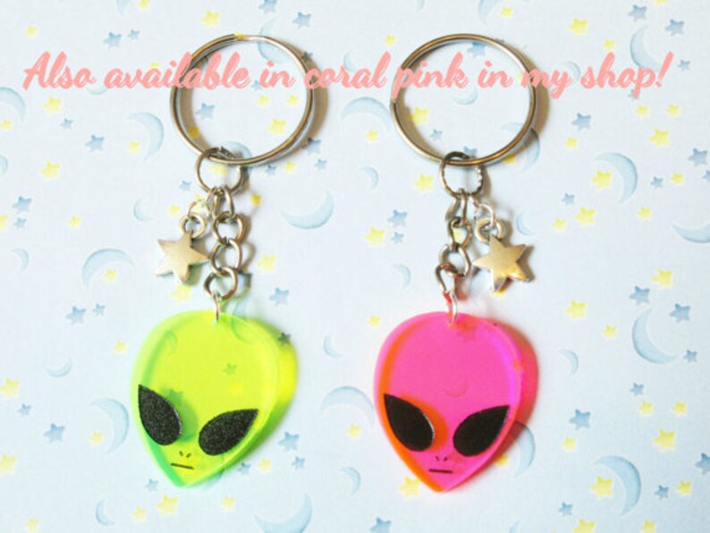 Alien Keychain Outer Space Green Alien Key Chain Acrylic - Etsy