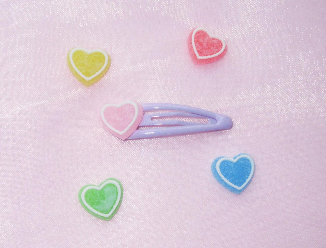 Candy Heart Hair Clip | Kawaii Cutecore Cabochon Hair Clip | Kawaiicore ...
