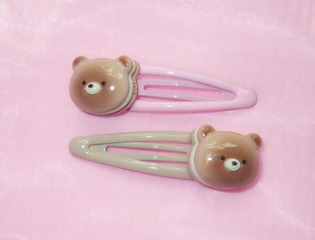 Bear Cookie Hair Clip | Kawaii Cutecore Cabochon Hair Clip | Kawaiicore ...