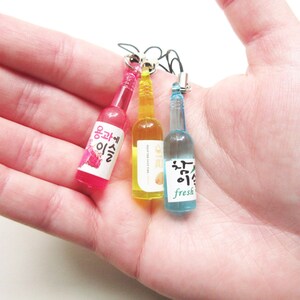 Korean Soju Phone Charm | Kawaii Korean Bottle Fruit Drink Phone Strap ...