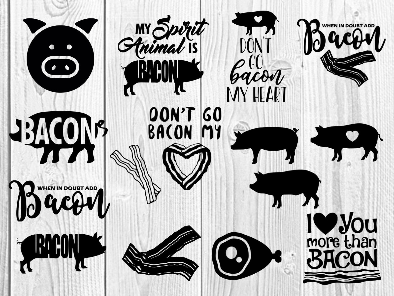 Bacon Svg Bundle, Bacon Clipart, Love Bacon Svg, Clipart, Pig Svg, Ham ...